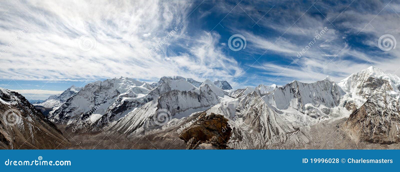 A Panoramic View of the Barun Valley from Makalu Stock Photo - Image of ...