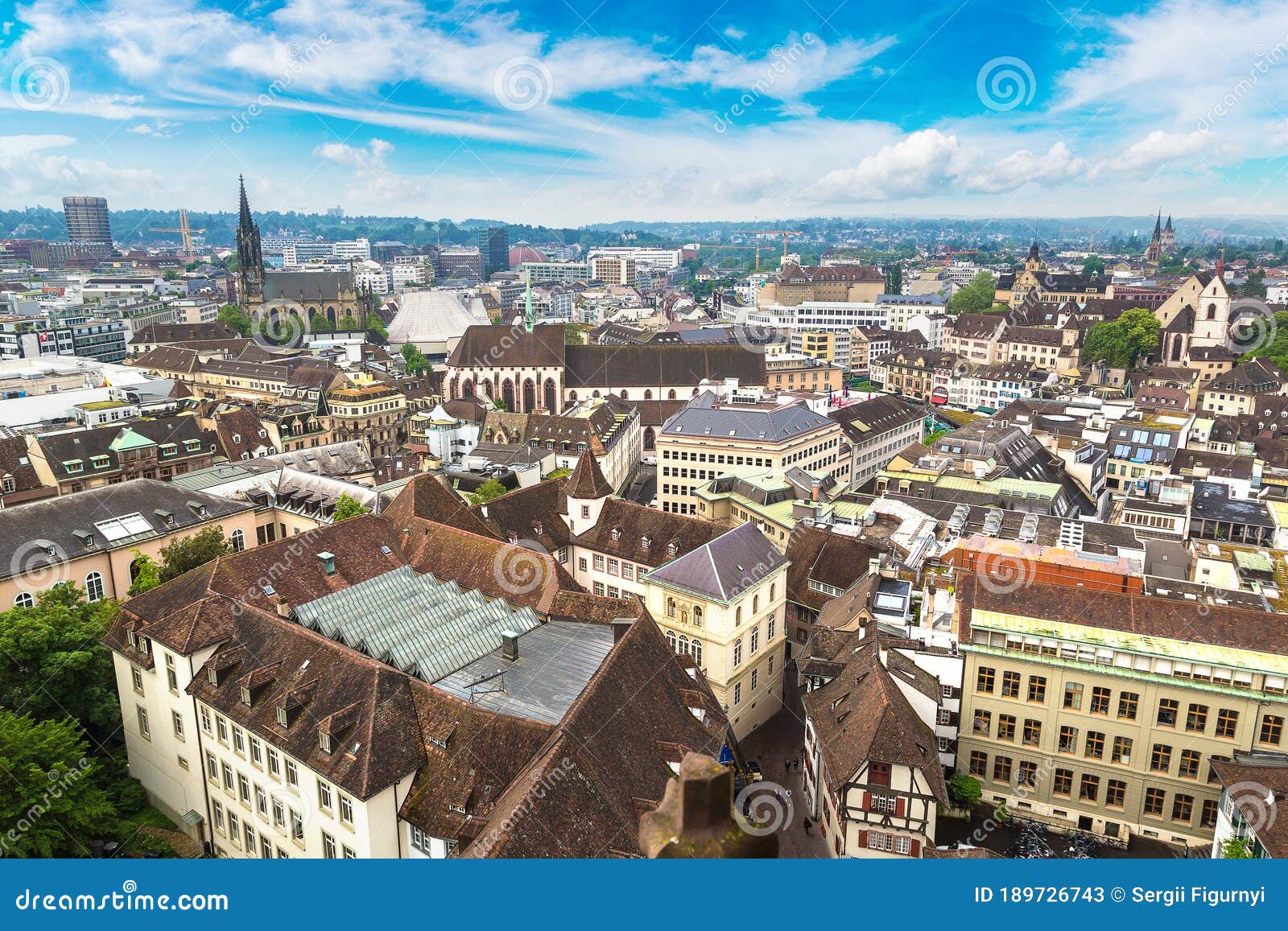 Panoramic view of Basel stock image. Image of basel - 189726743