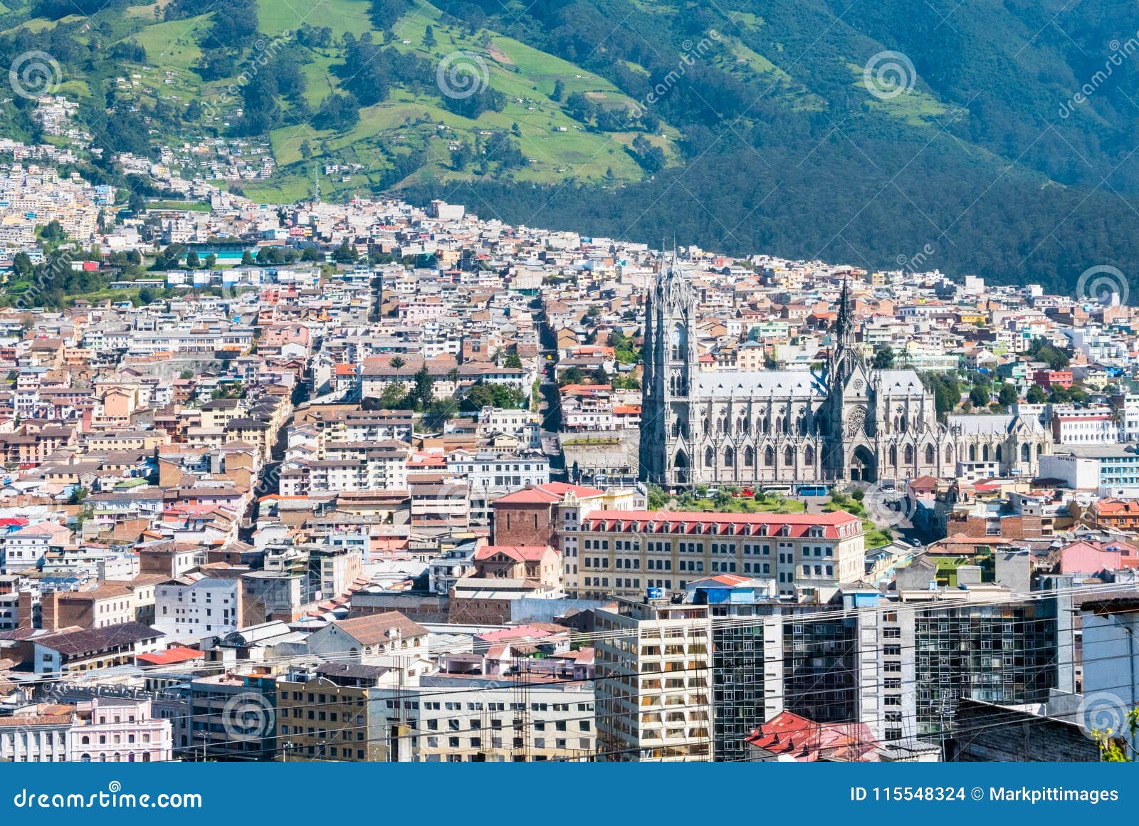 Panoramic View of the Basilica of Quito from Above Stock Photo - Image ...