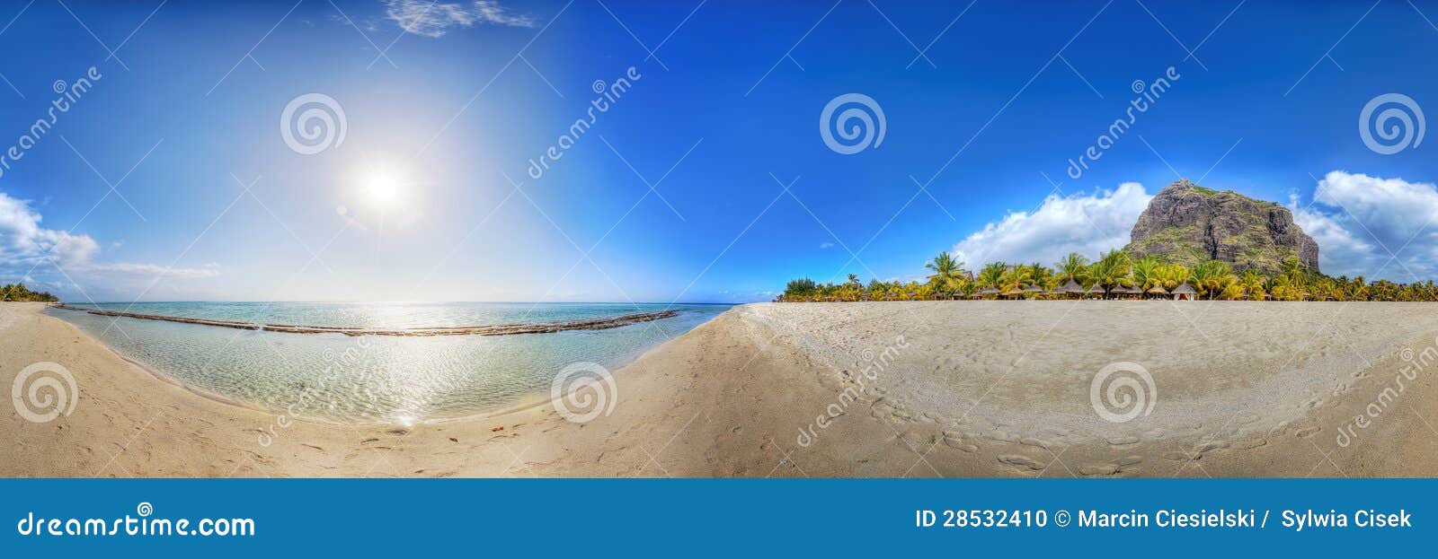 Panoramic View on a Beach in Mauritius Stock Photo - Image of island ...