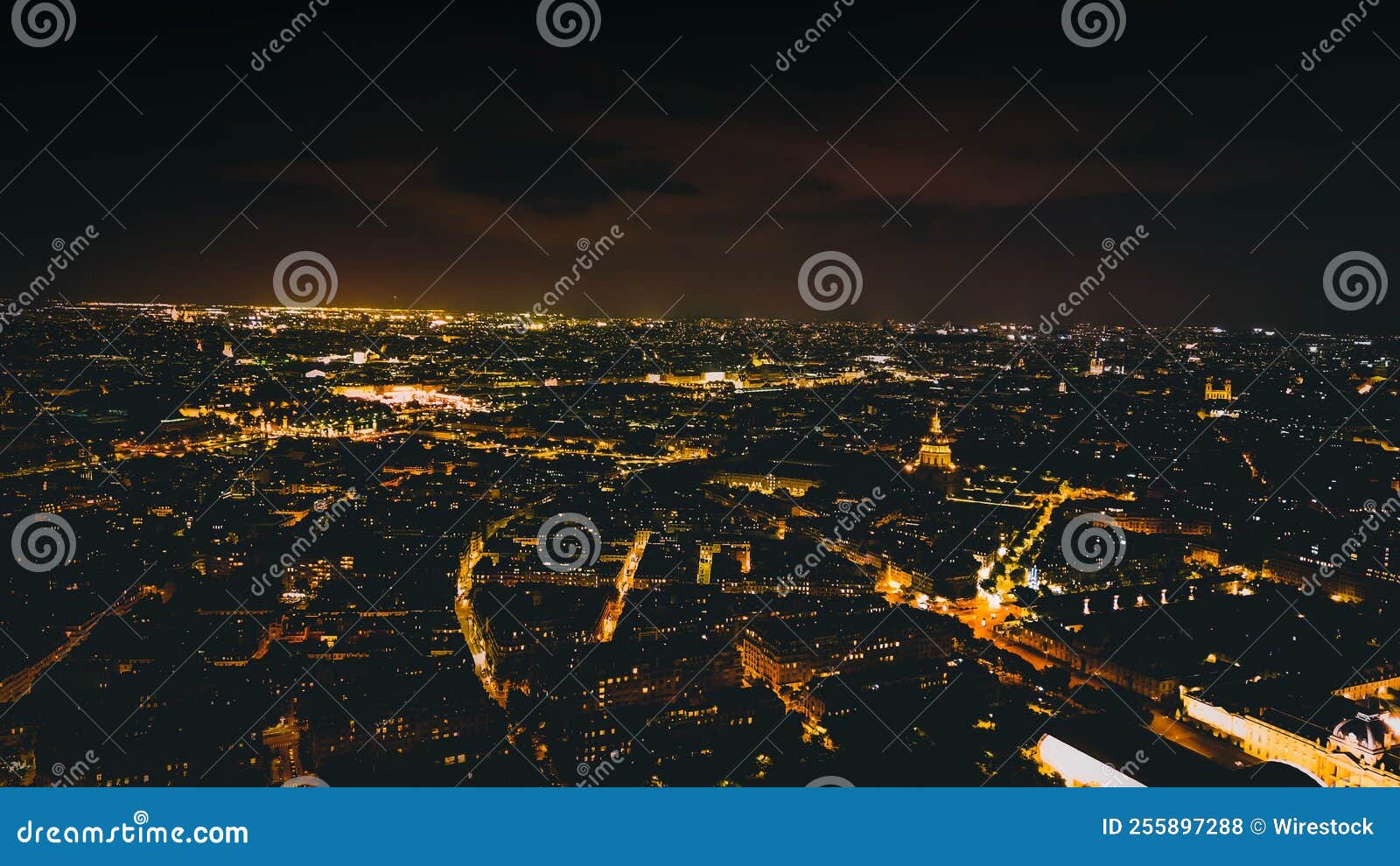Panoramic View of a Beautiful City and Architecture at Night with ...