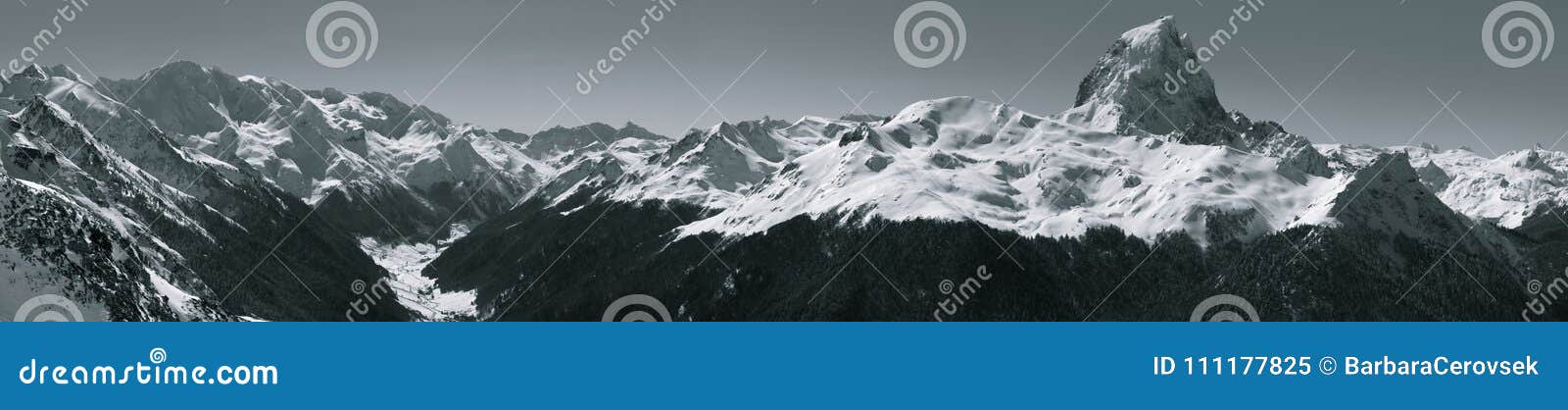 Panoramic View on Beautiful Mountain Range in Pyrenees with Mountain ...
