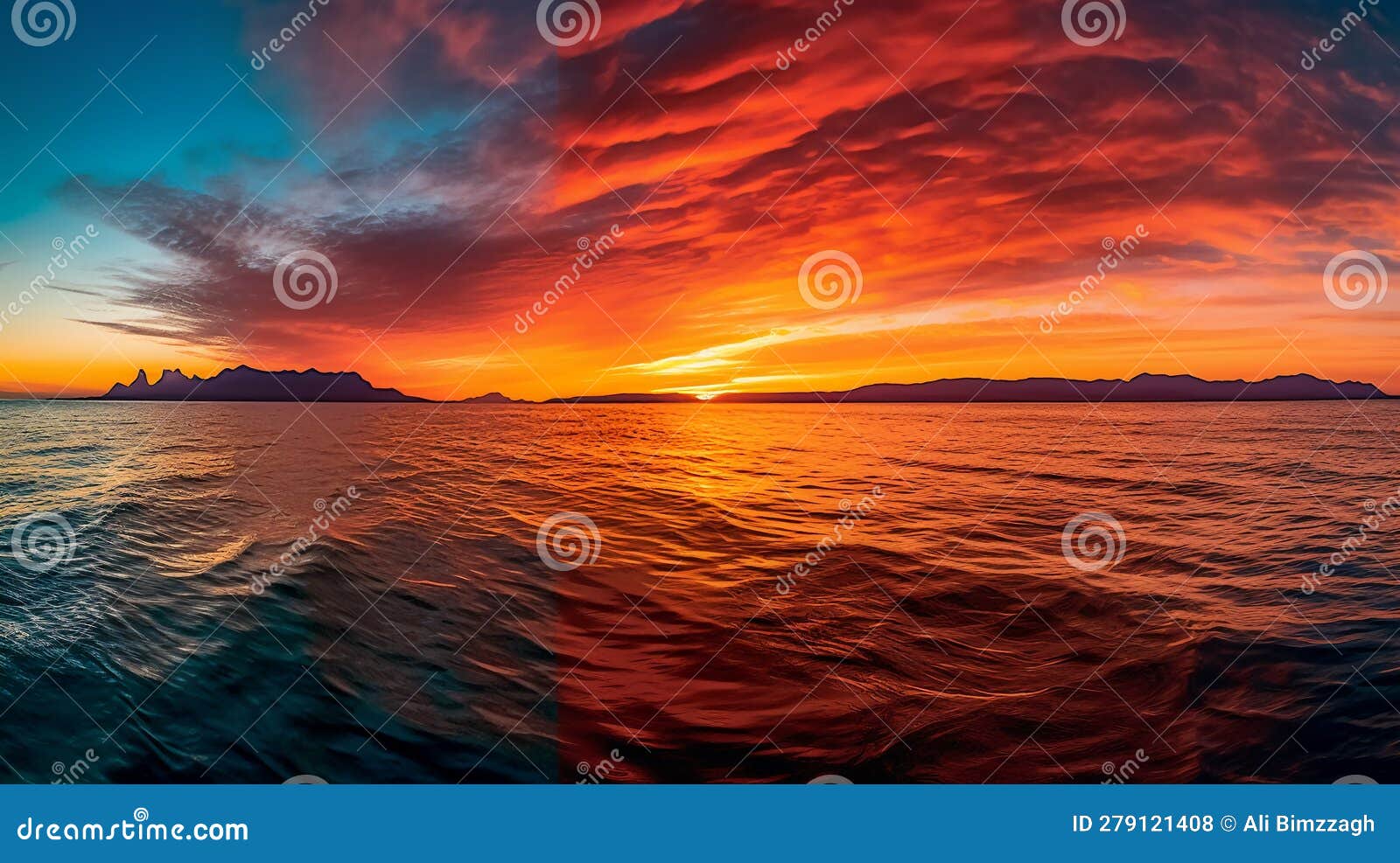 Panoramic View Capturing the Beauty of a Radiant Sunset. Stock ...