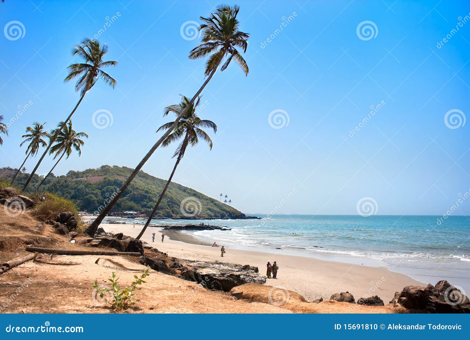 Panoramic View of Beautiful Tropical Vagator Beach Stock Photo - Image ...