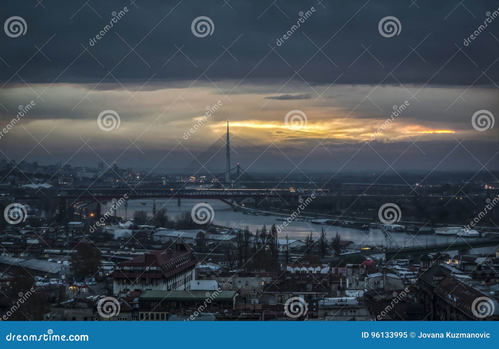 Panoramic View of Belgrade Bridges Stock Image - Image of europe ...