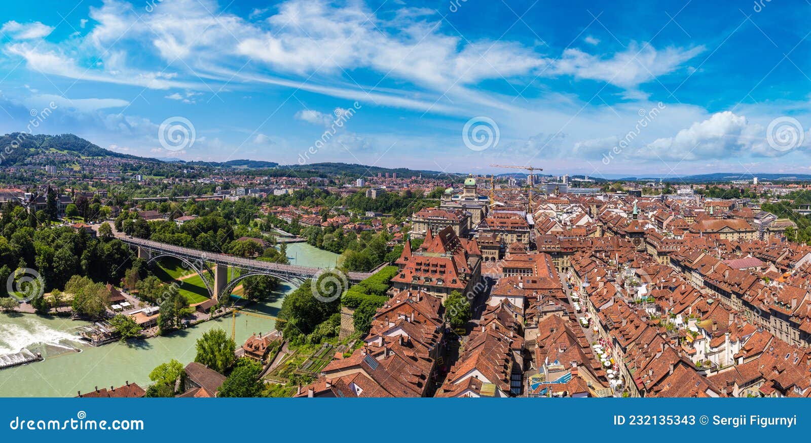 Panoramic view of Bern stock image. Image of nature - 232135343