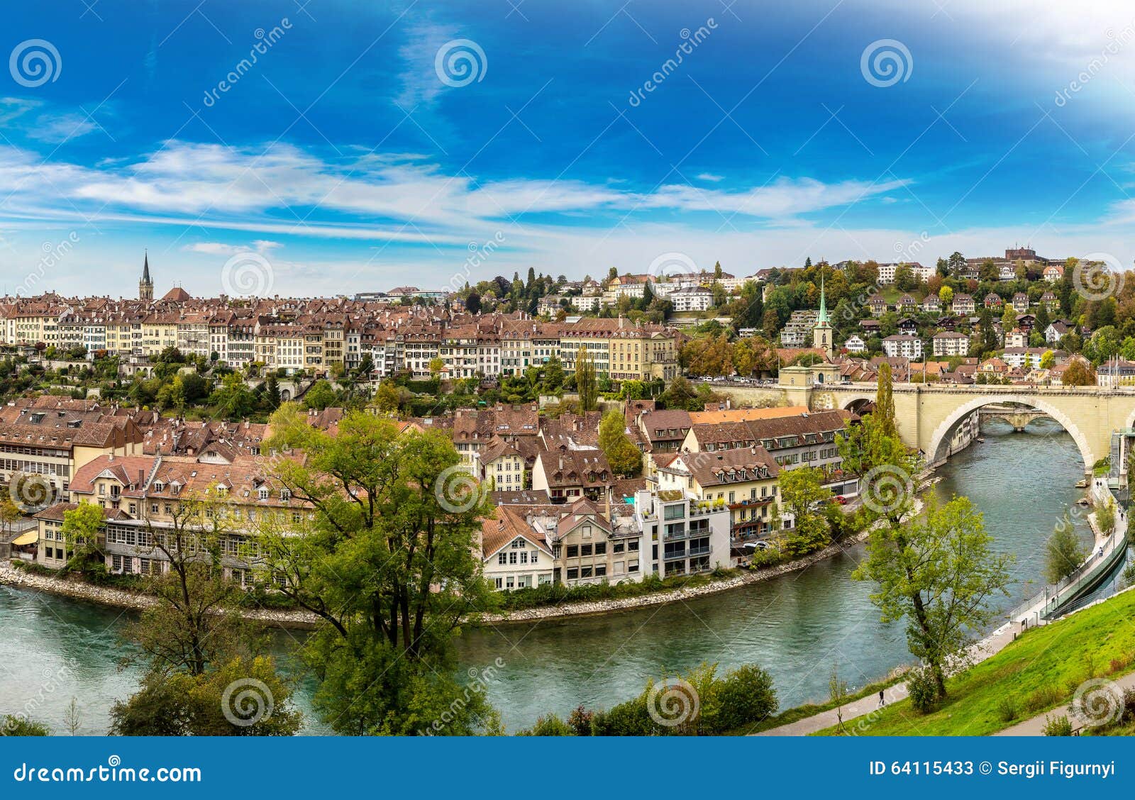 Panoramic view of Bern stock image. Image of famous, scenic - 64115433