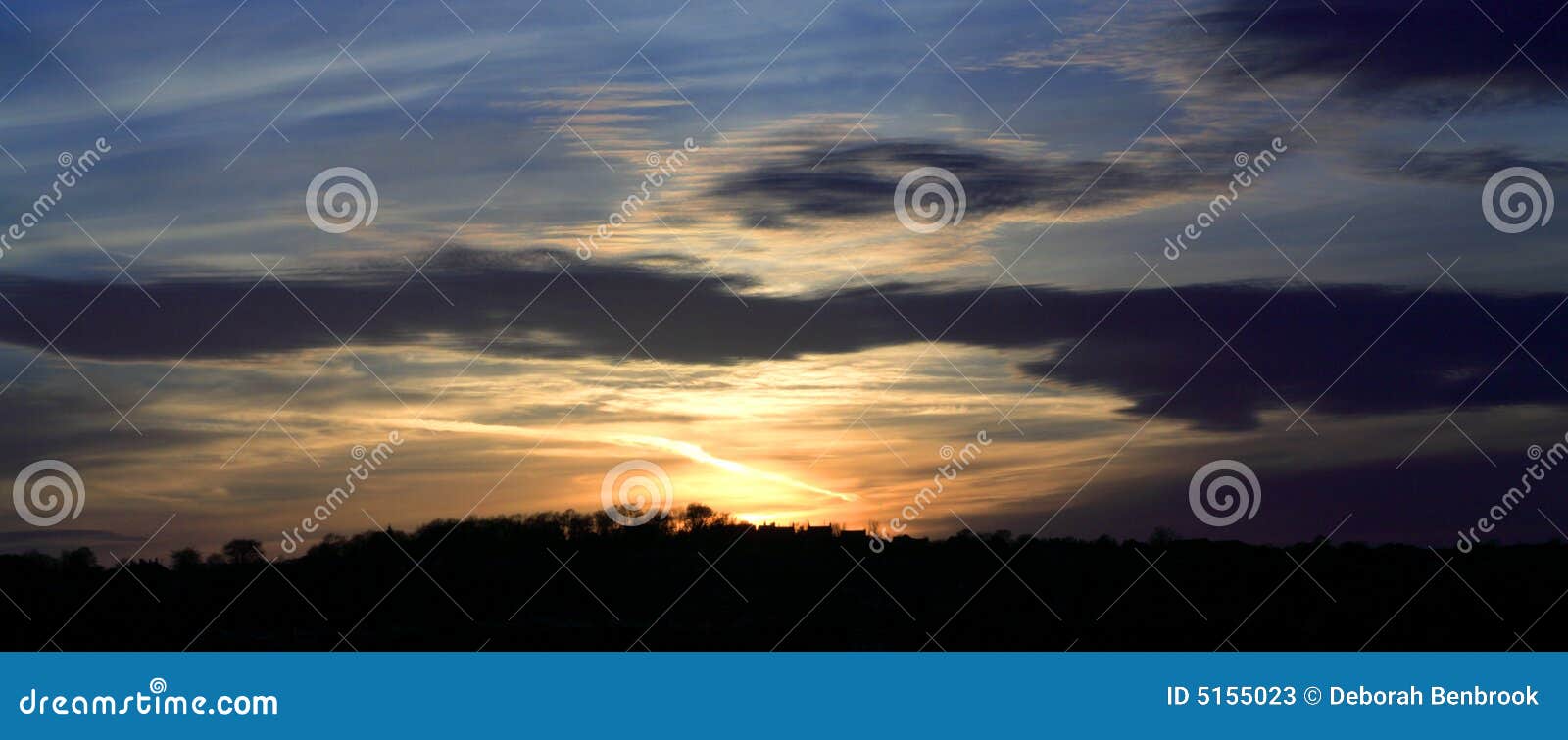 Panoramic View of a Blazing Sunset Stock Image - Image of dusk ...