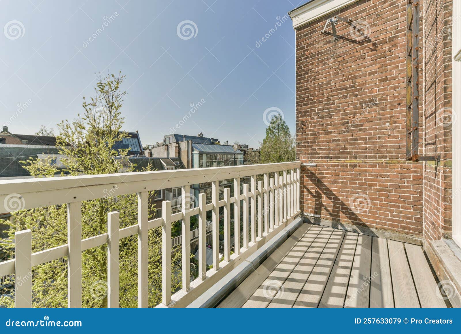 Panoramic View of Brick Buildings from Balcony Stock Image - Image of ...