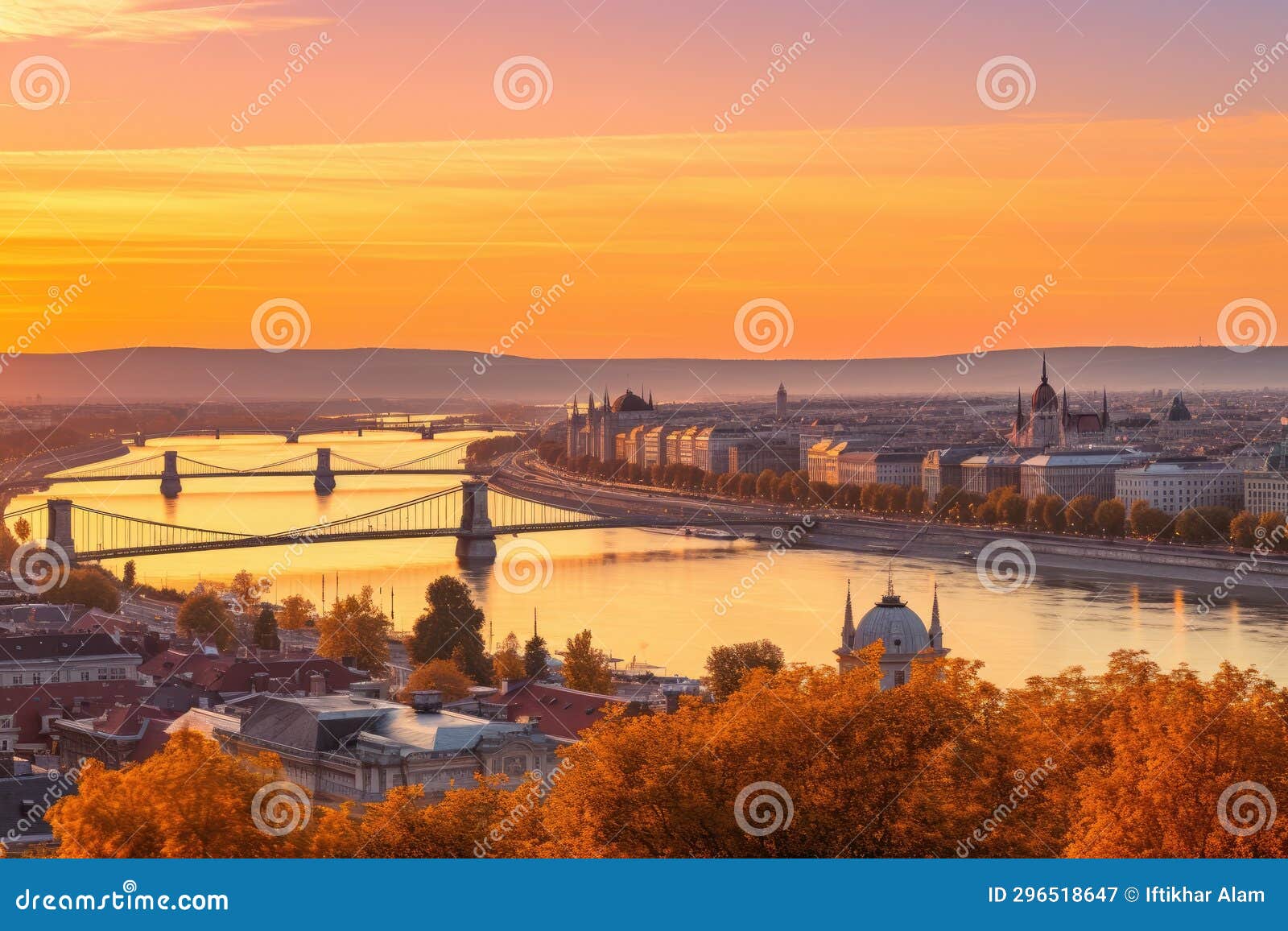 Panoramic View of Budapest and Danube River at Sunset, Hungary ...