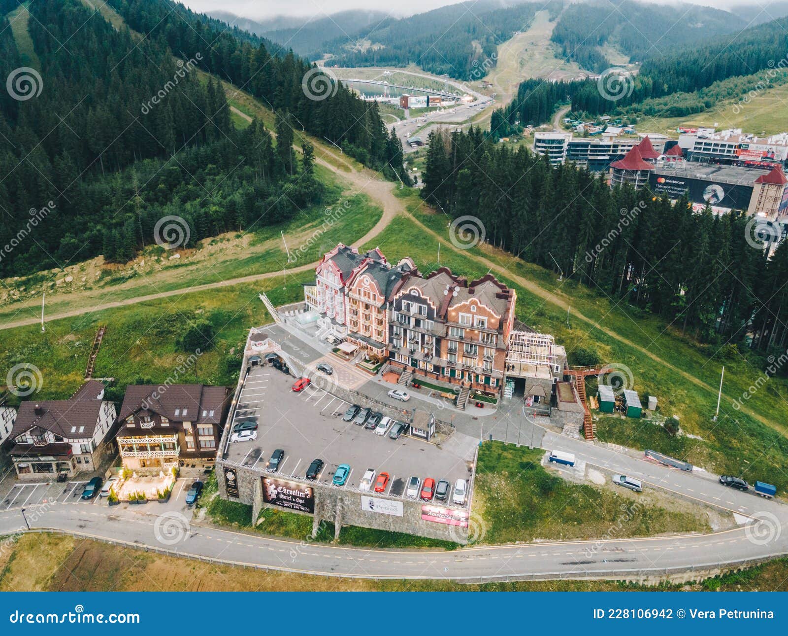 Panoramic View of Bukovel in Ukrainian Carpathian Mountains Stock Photo ...