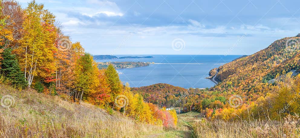 Panoramic View of Cabot Trail in the Fall Stock Photo - Image of ...