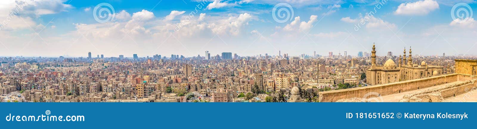 Panoramic view of Cairo stock photo. Image of islamic - 181651652