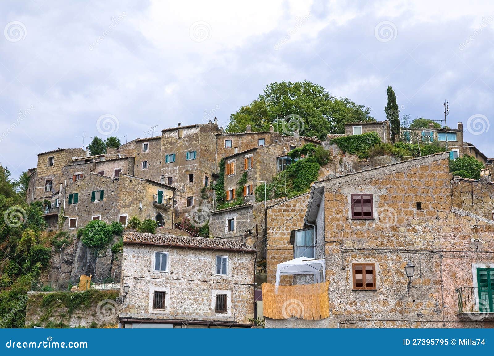 Panoramic View of Calcata. Lazio. Italy. Stock Image - Image of ...