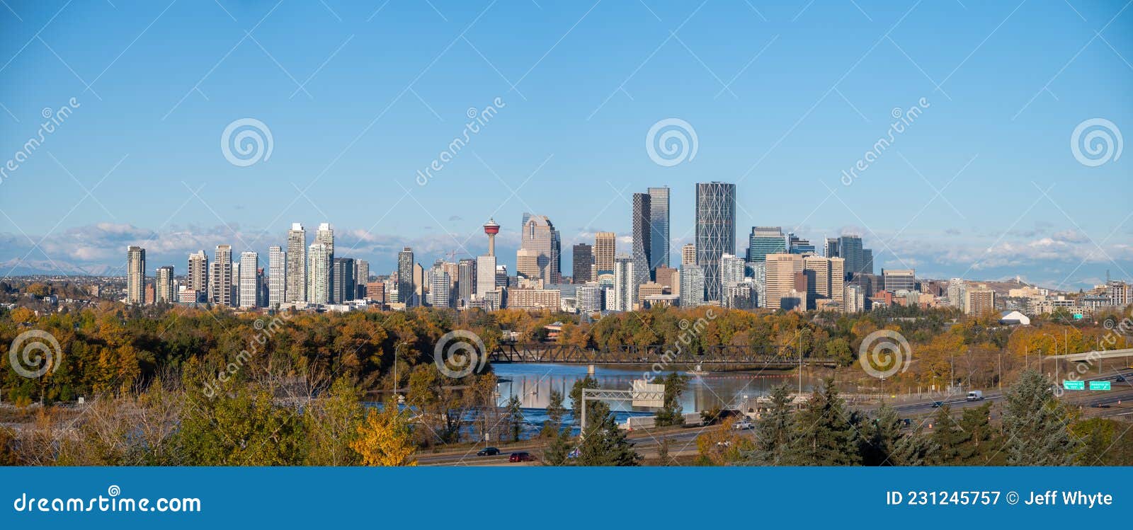 Panoramic View of Calgarys Beautiful Skyline Stock Image - Image of ...