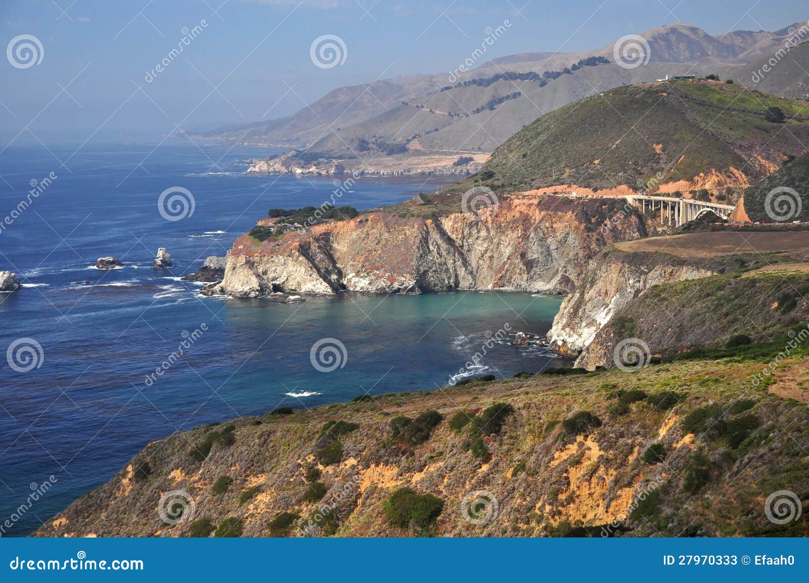 Panoramic View of California Route 1 Stock Image - Image of precipitous ...