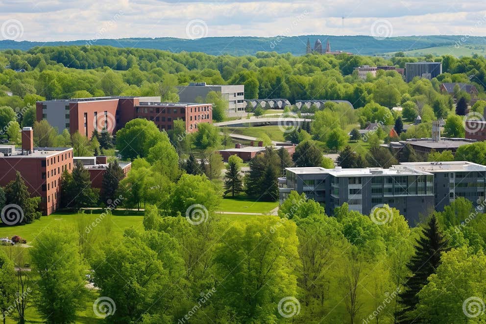 Panoramic View of Campus Housing Complex from a Hill Stock Photo ...