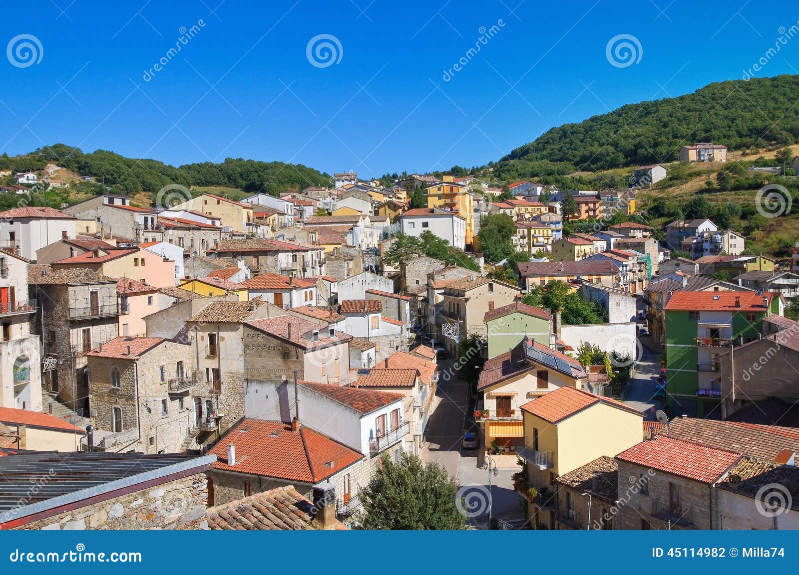 Panoramic View of Cancellara. Basilicata. Italy. Stock Photo - Image of ...