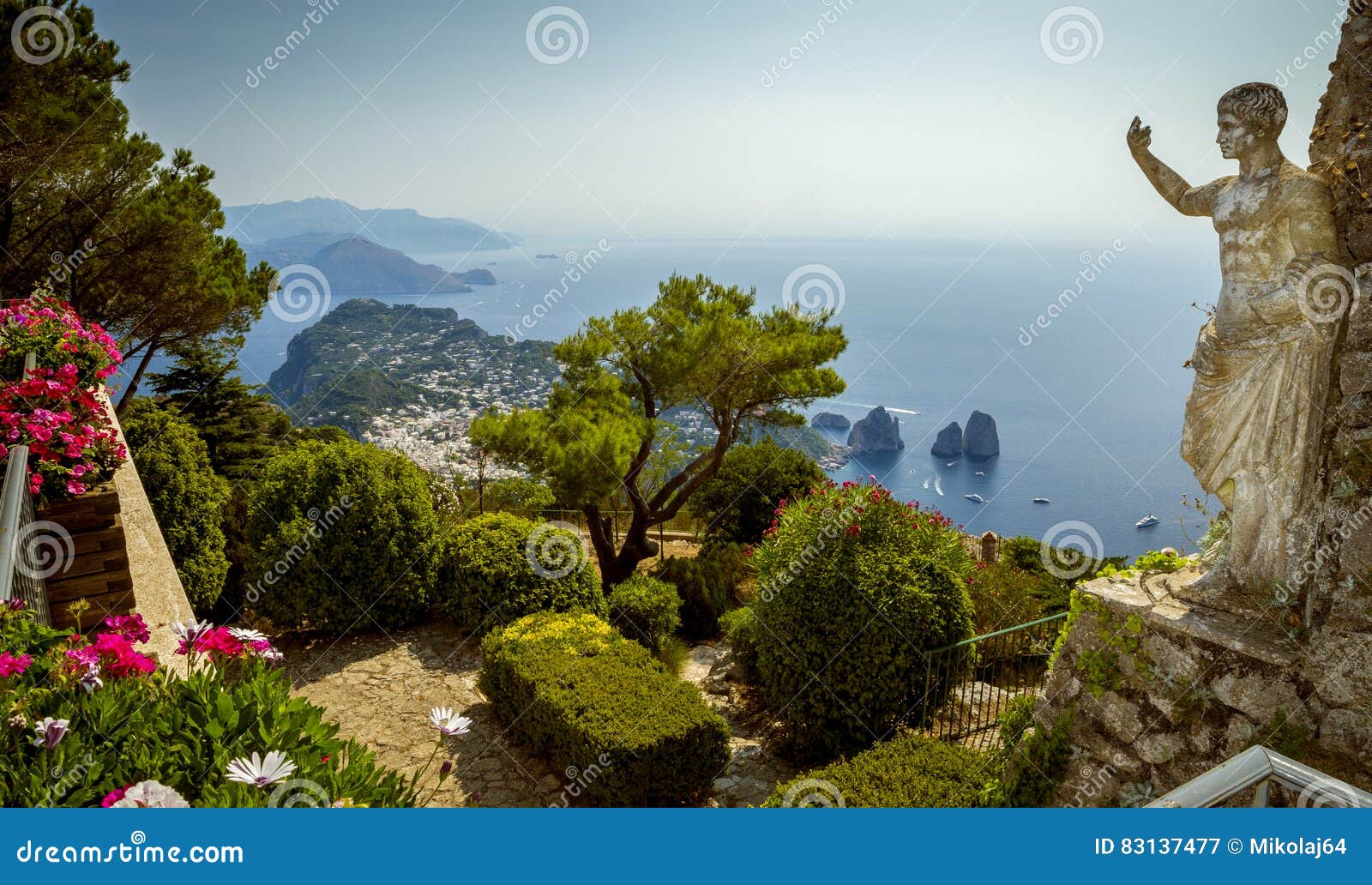 Panoramic View of Capri Island from Mount Solaro, Italy Stock Image ...