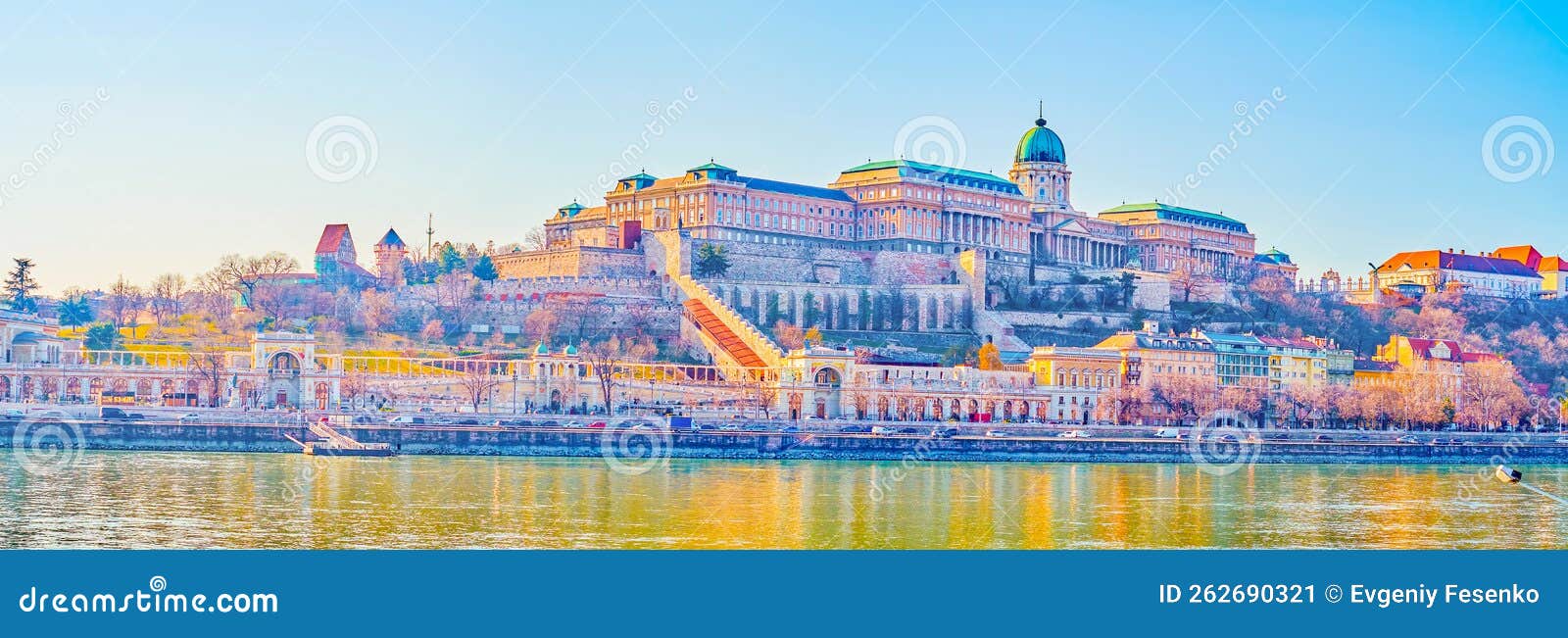 Panoramic View on Castle Hill with the Palace on the Top, Buda Side of ...