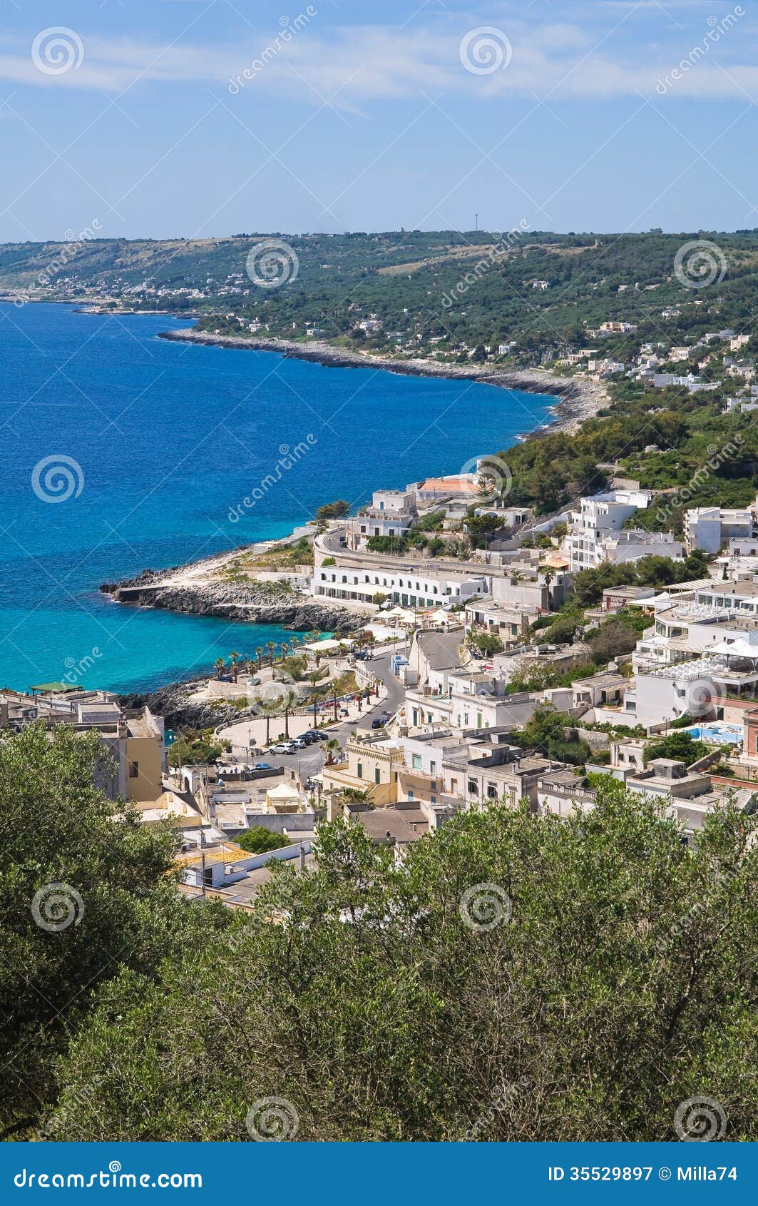 Panoramic View of Castro. Puglia. Italy. Stock Image - Image of apulia ...