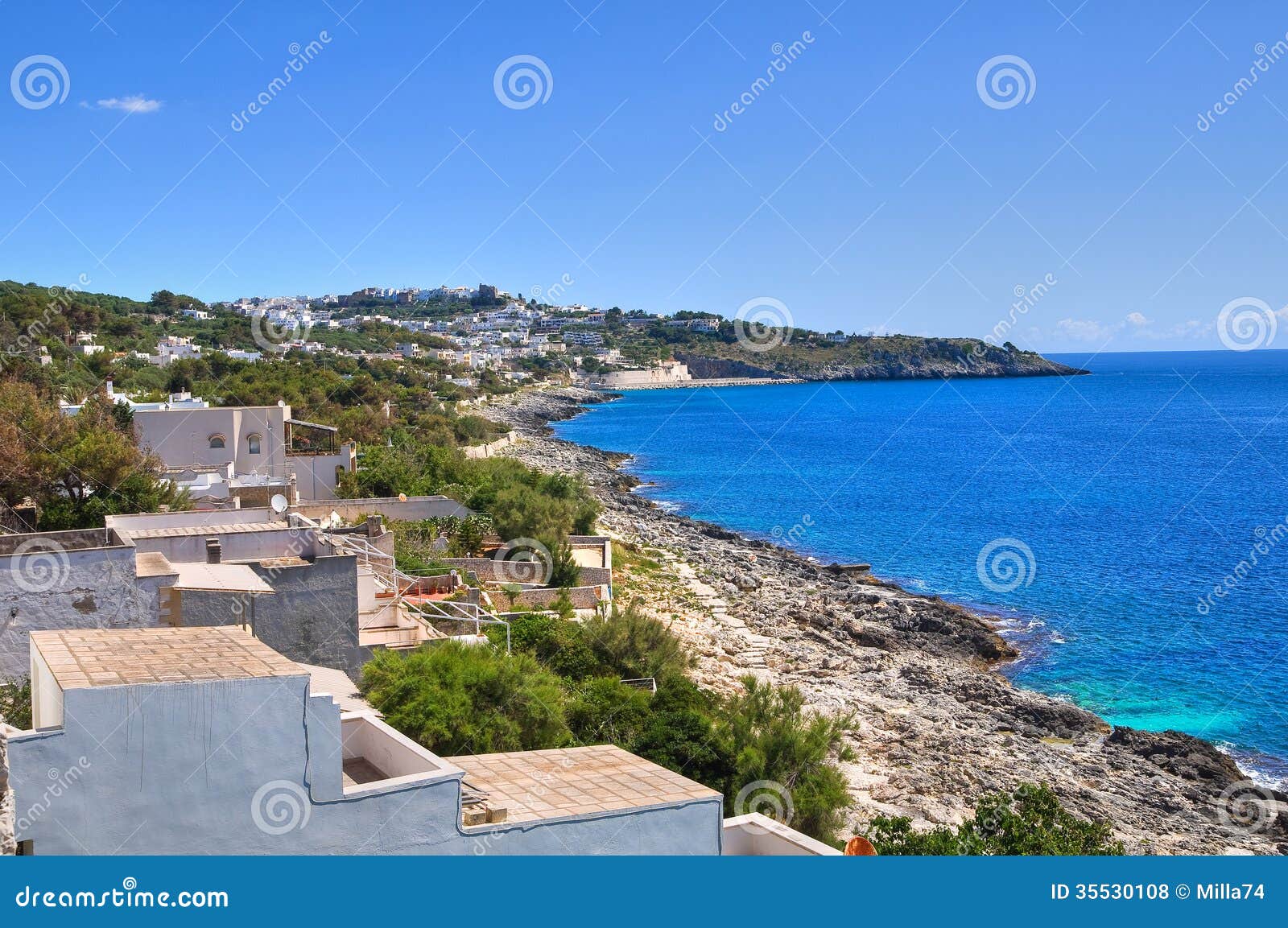 Panoramic View of Castro. Puglia. Italy. Stock Photo - Image of ...
