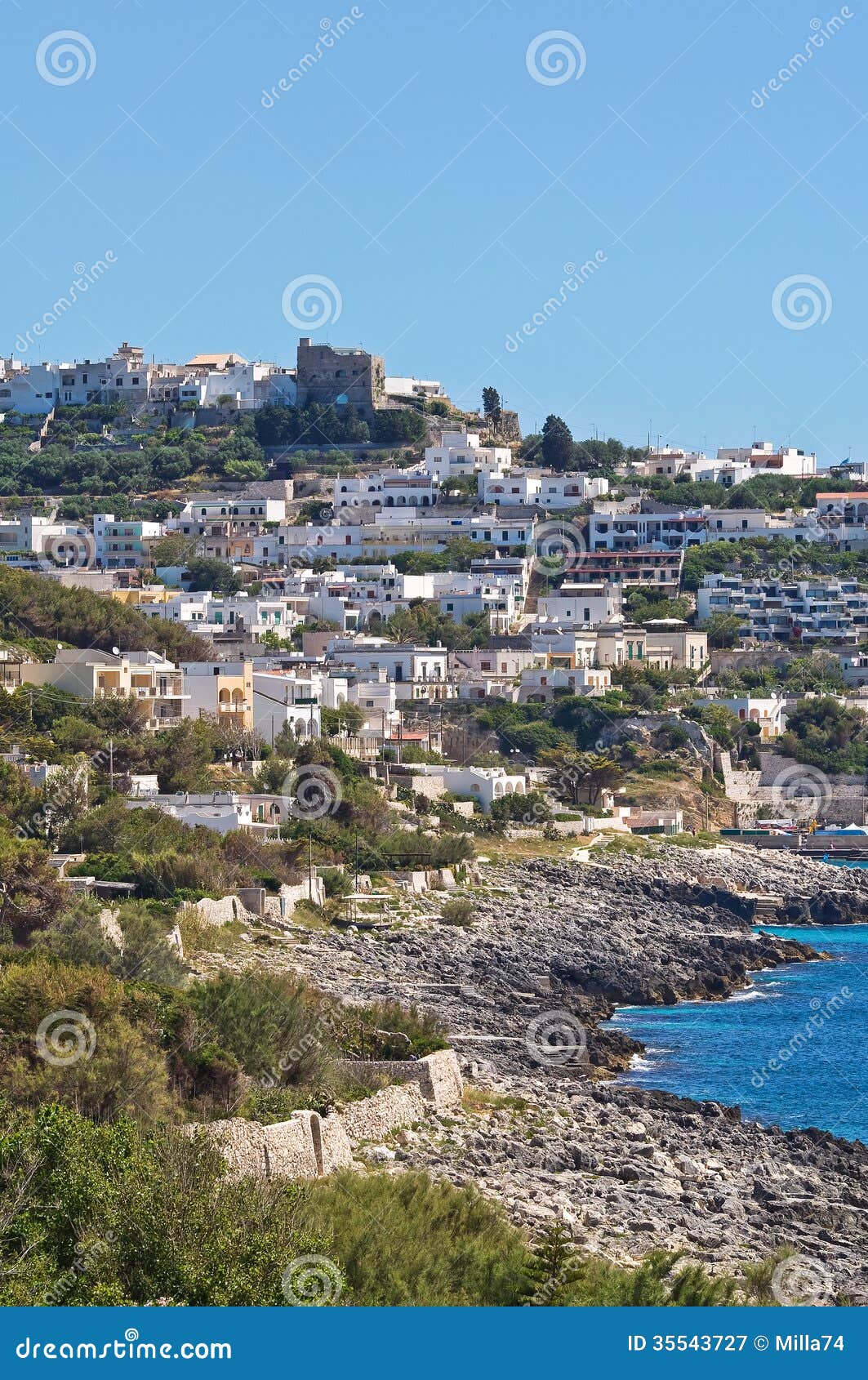 Panoramic View of Castro. Puglia. Italy. Stock Image - Image of rural ...