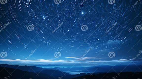 Panoramic View of Celestial Cosmos with Stars Streaking Across the ...