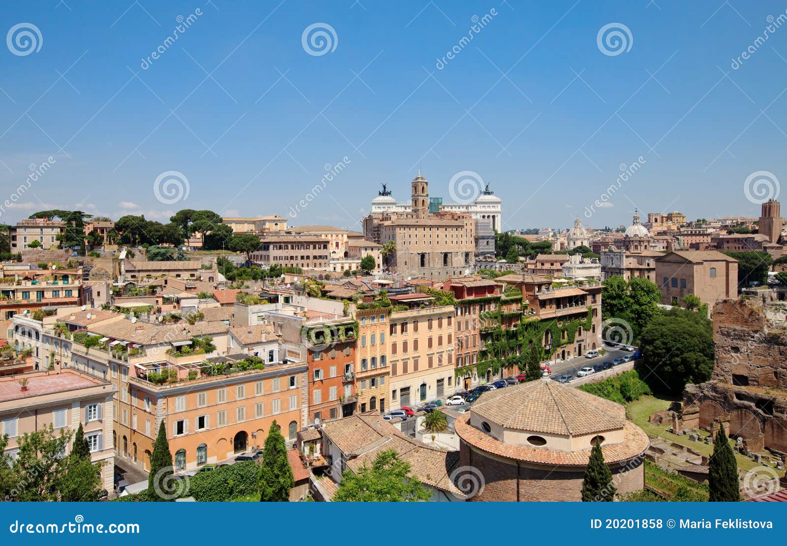 Panoramic View Central Part of Rome Stock Photo - Image of famous ...