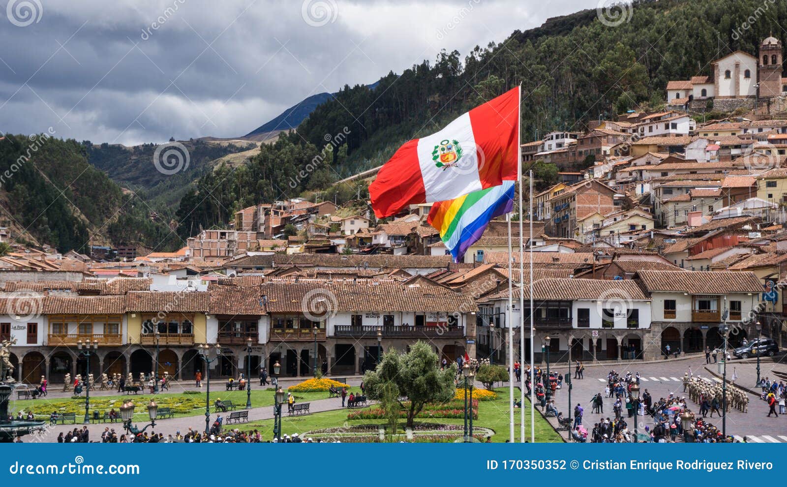 Panoramic View of the Central Square of Cusco in the Center of Cusco ...