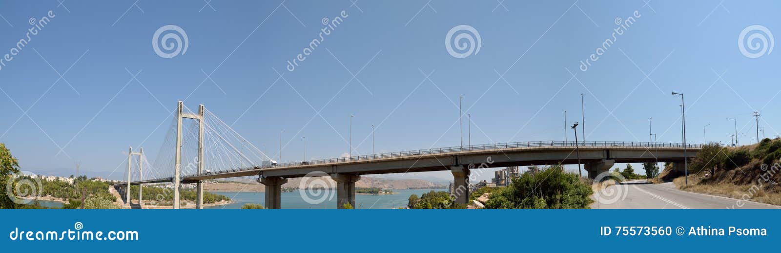 Panoramic View of Chalkida Bridge in Greece Stock Photo - Image of ...