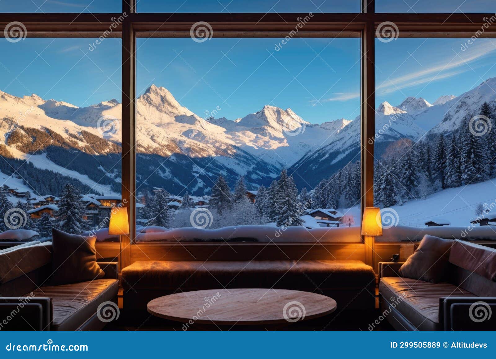 A Panoramic View from a Chalet Window Showing the Snowy Landscape ...