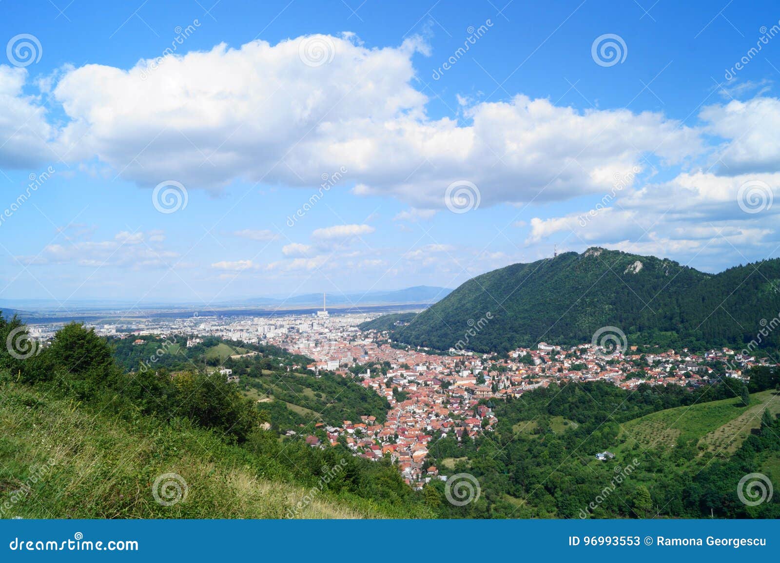 Panoramic View of the City of Brasov Stock Image - Image of valley ...