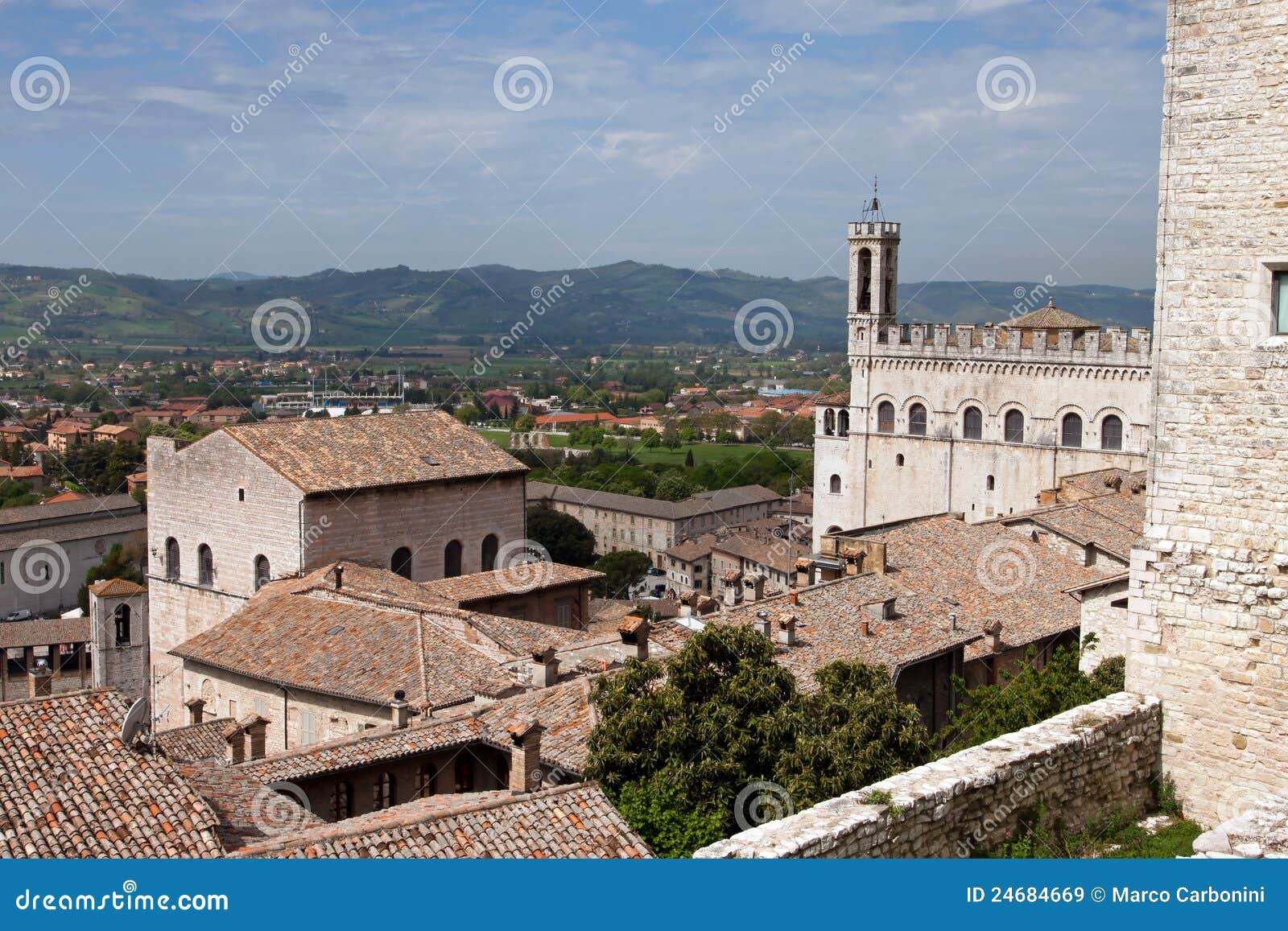 Panoramic View of the City of Gubbio Stock Image - Image of front ...