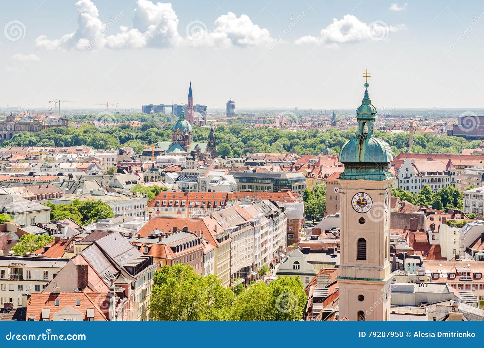 Panoramic View of the City Munich in Bavaria, Germany. Focus on the ...