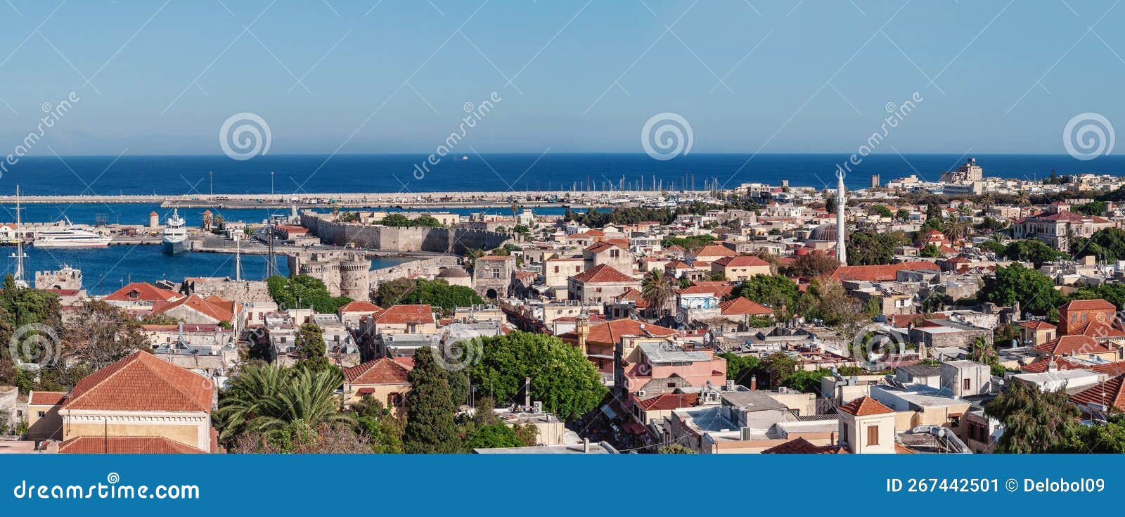 Panoramic View of the City of Rhodes, Greece. Stock Image - Image of ...