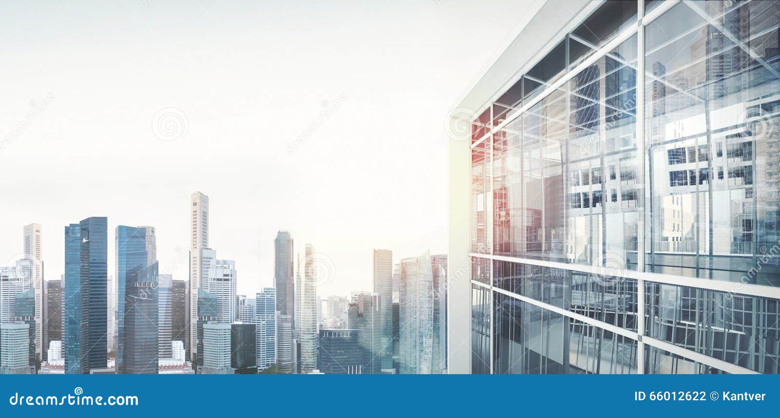 Panoramic View on the City of Skyscrapers. Visual Effects, Wide Stock ...