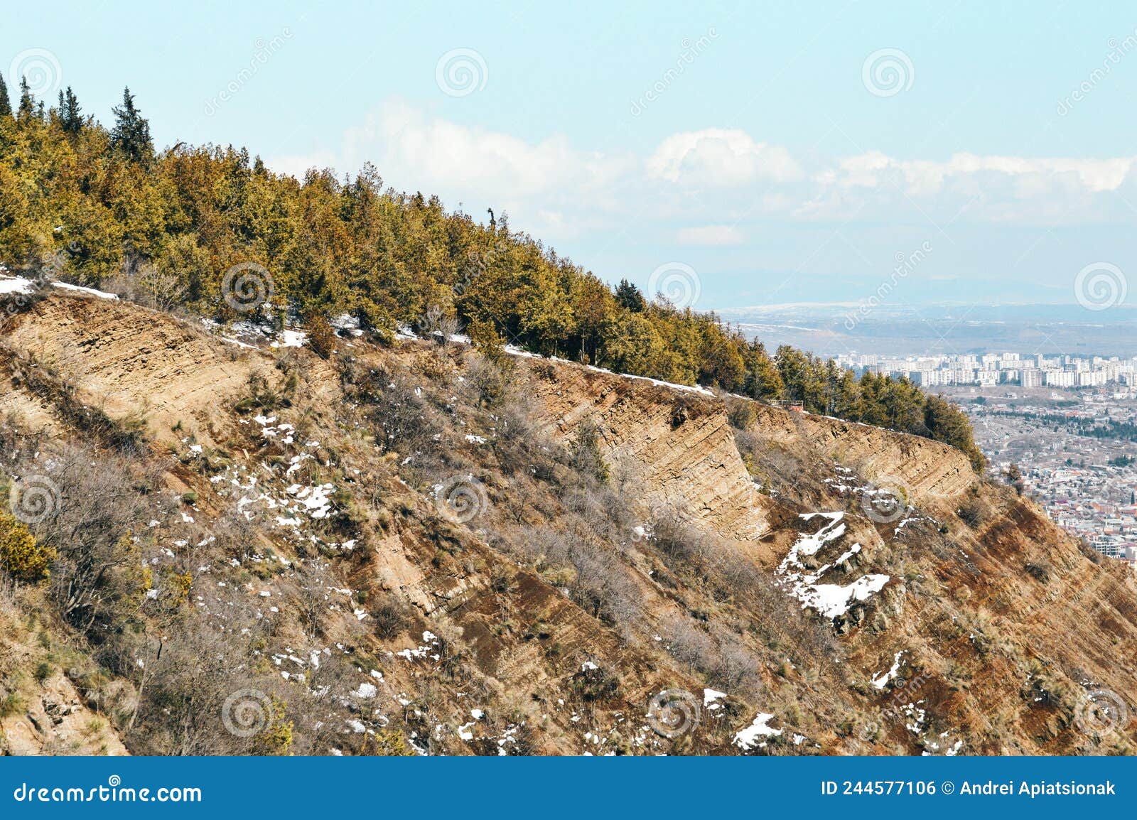 Panoramic View of the City of Tbilisi and Mount Mtatsminda Stock Photo ...