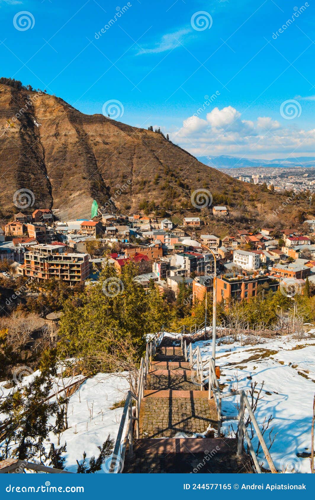 Panoramic View of the City of Tbilisi and Mount Mtatsminda Stock Image ...