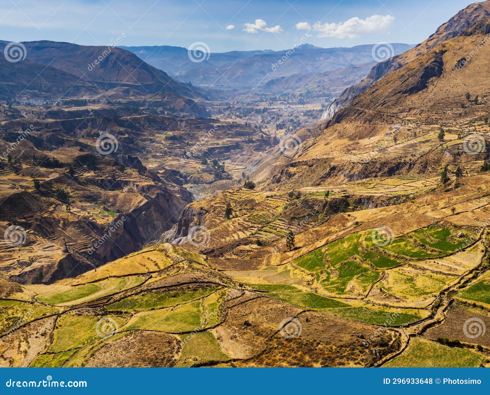 Panoramic View of Colca Canyon and Its Stepped Terraced Fields, Peru ...