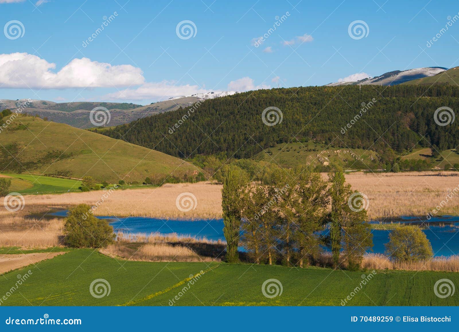 Panoramic View of Colfiorito Lake Stock Image - Image of umbria ...