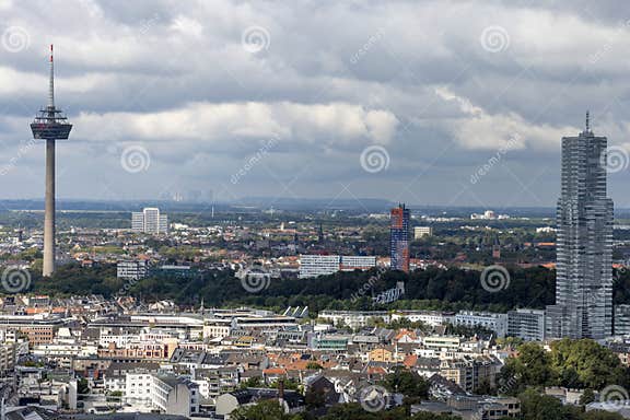 Panoramic View of Cologne Skyline with Iconic Tower Stock Photo - Image ...