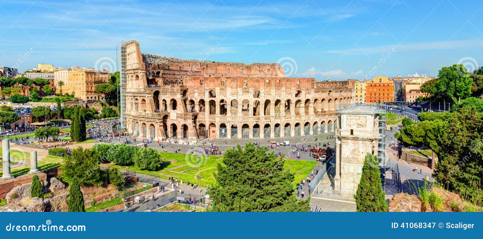 Panoramic View of the Colosseum (Coliseum) in Rome Stock Image - Image ...