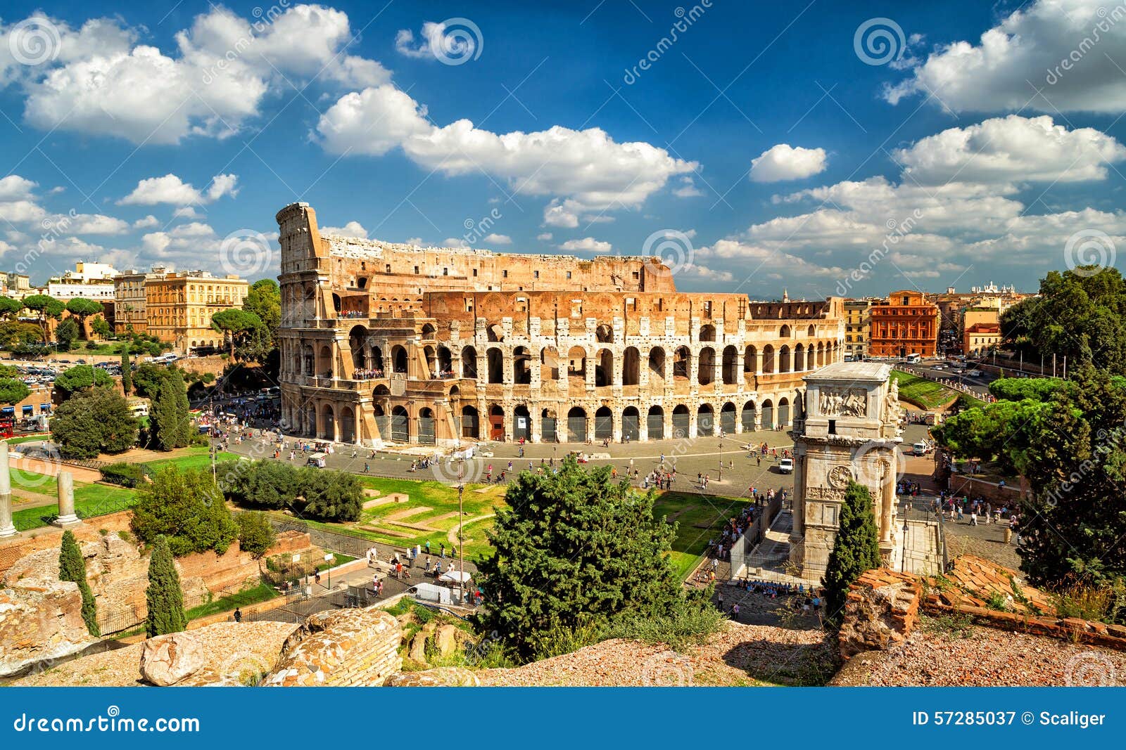 Panoramic View the Colosseum (Coliseum) in Rome Stock Image - Image of ...