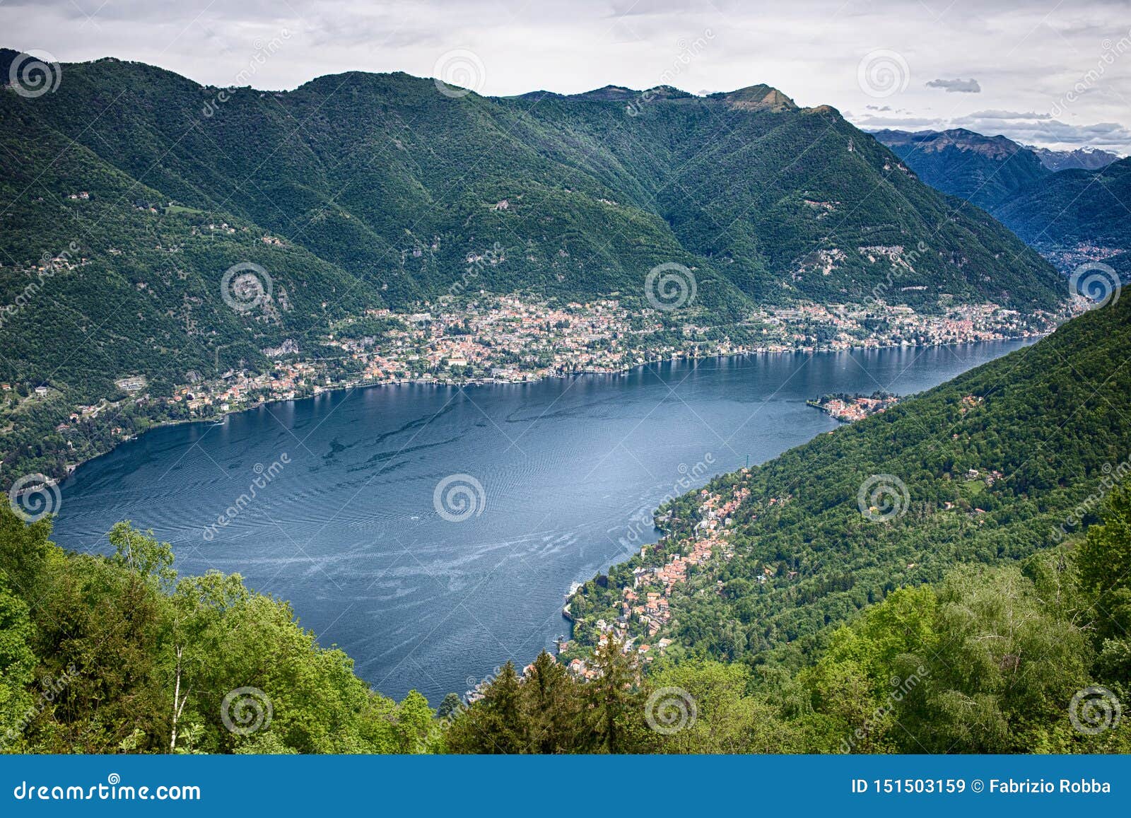 Panoramic View of Como Lake from the Village of Brunate, Italy Stock ...