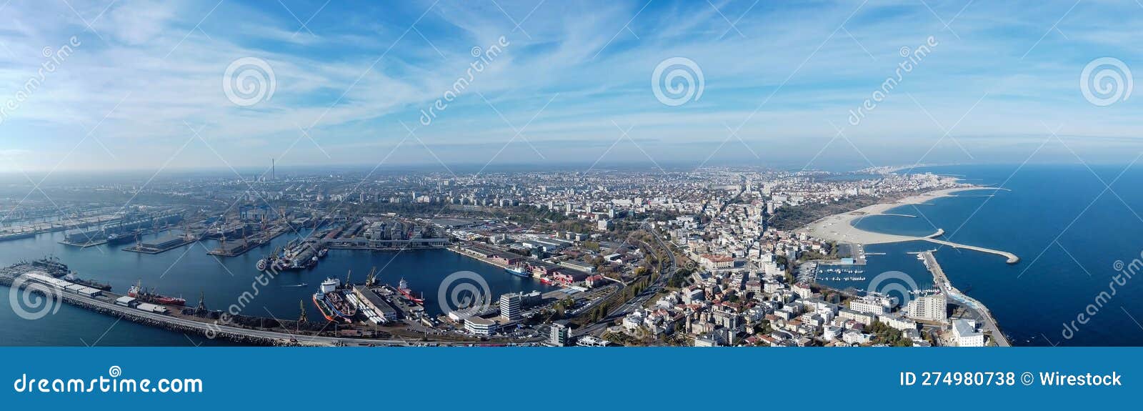 Panoramic View of Constanta Stock Photo - Image of landmark, buildings ...