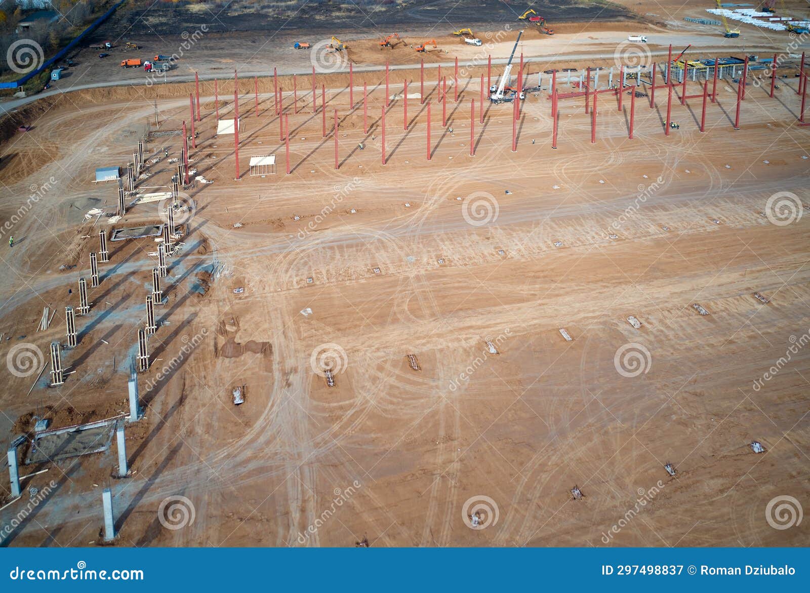 Panoramic View of the Construction Site with Piles, Pile Foundations ...