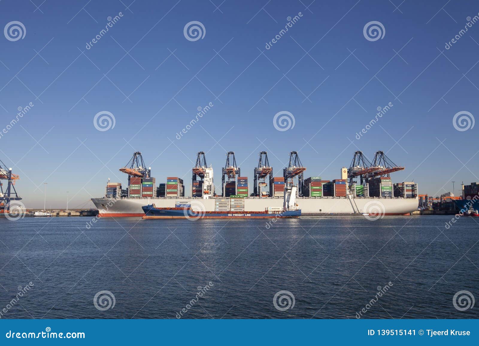 Panoramic View of the Container Ships, Unloading and Loading in the ...