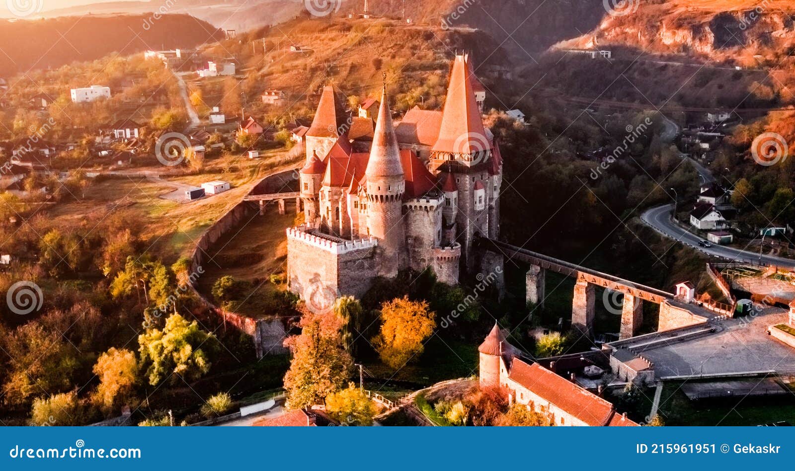 Panoramic View of Corvin Castle Stock Image - Image of europe ...