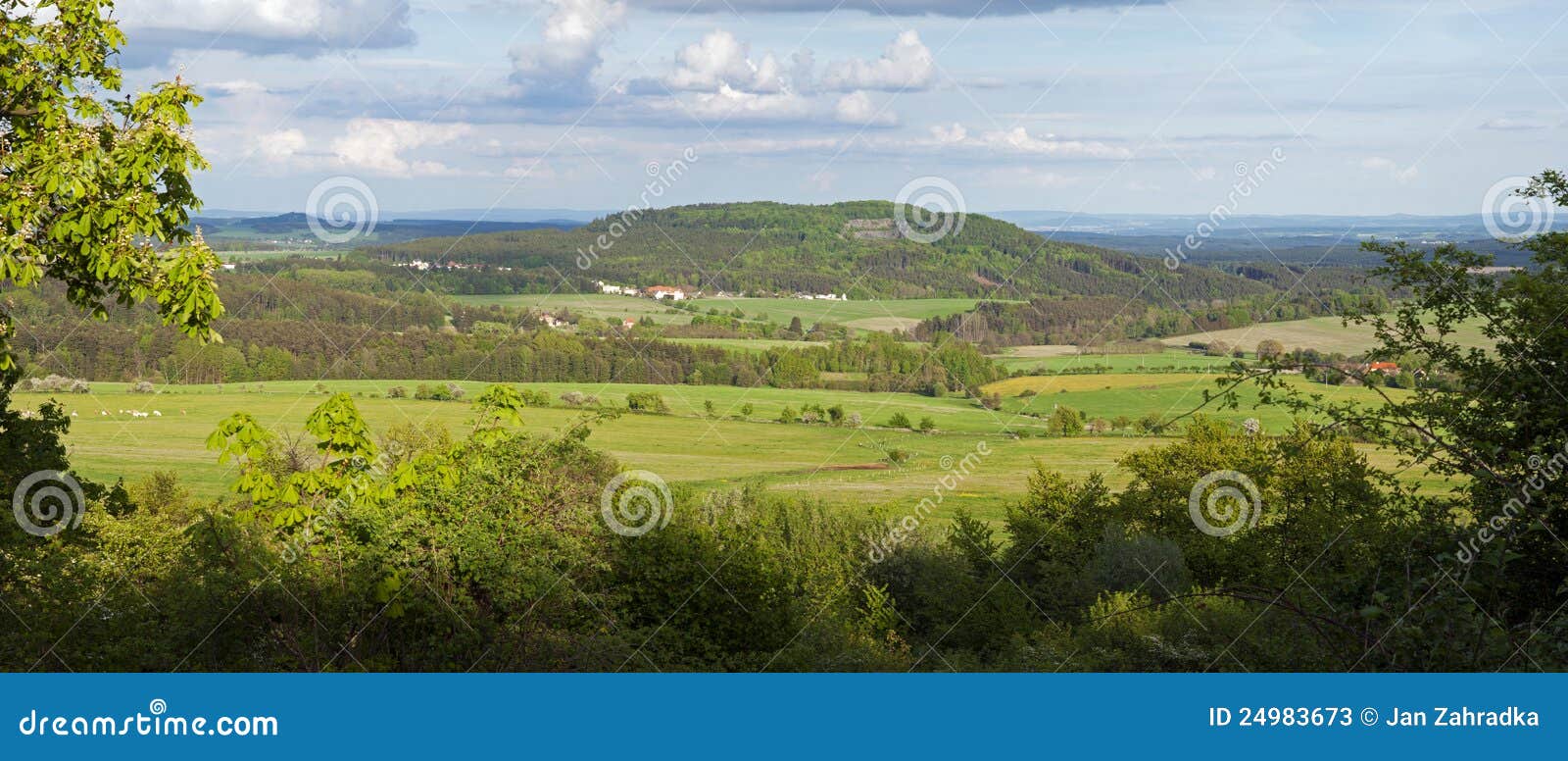 Panoramic View of Country Landscape Stock Image - Image of leaves ...